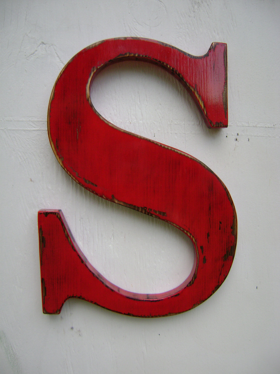 Wooden Letter S Rustic Shabby Chic Letter,distressed Painted Tru Red,12 ...