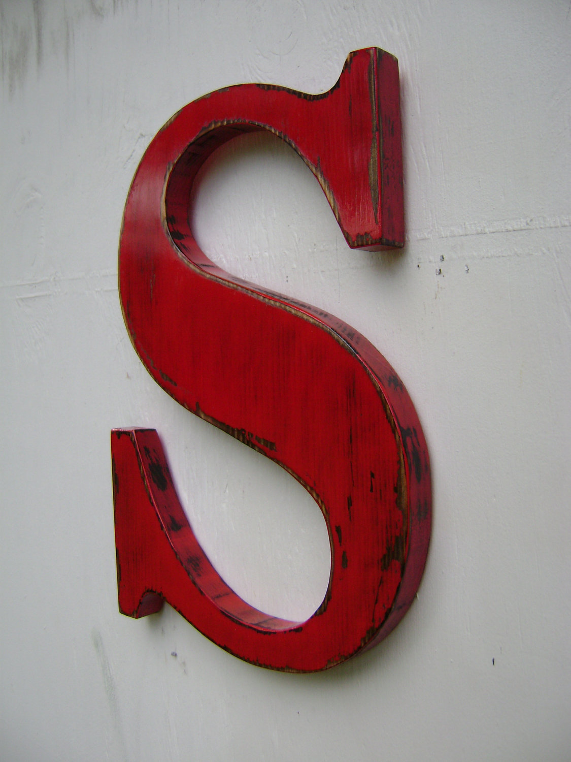 Wooden Letter S Rustic Shabby Chic Letter,distressed Painted Tru Red,12 ...